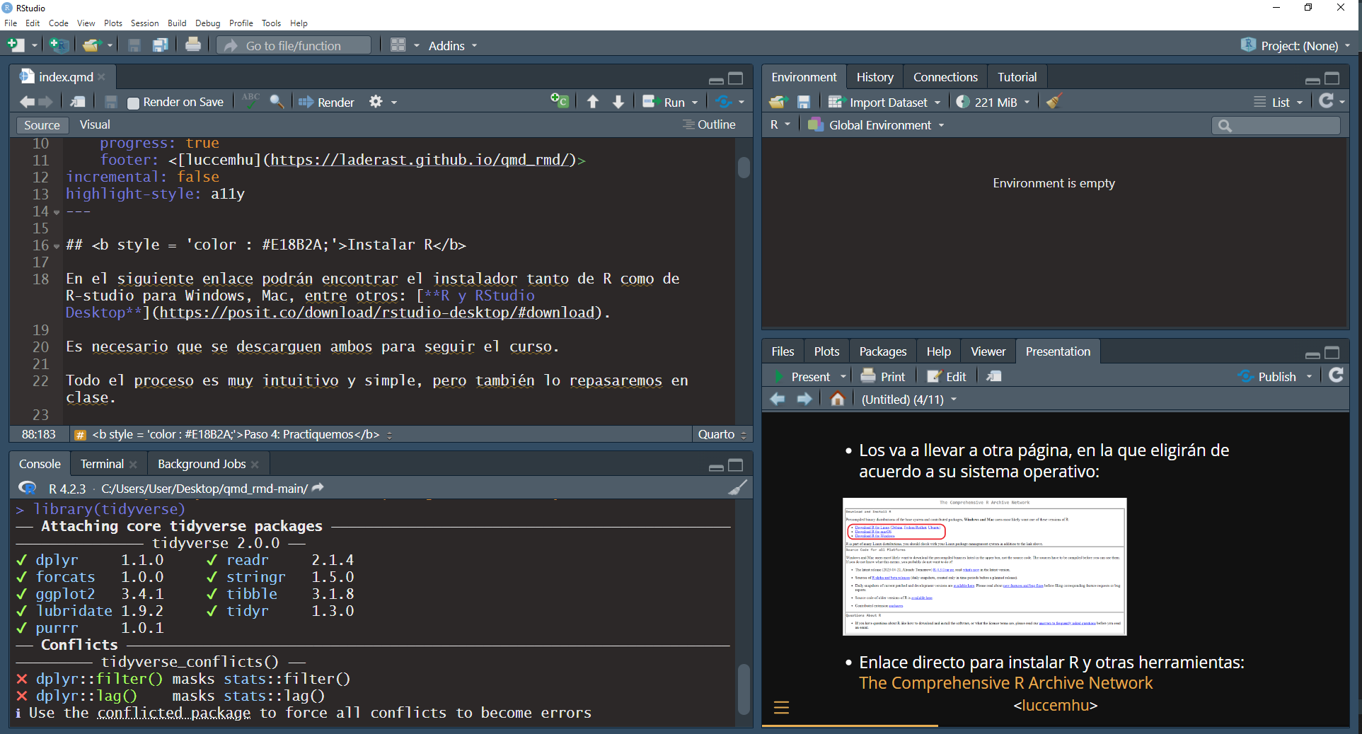 Guia de instalacion R y RStudio - Taller de Investigación: Política ...